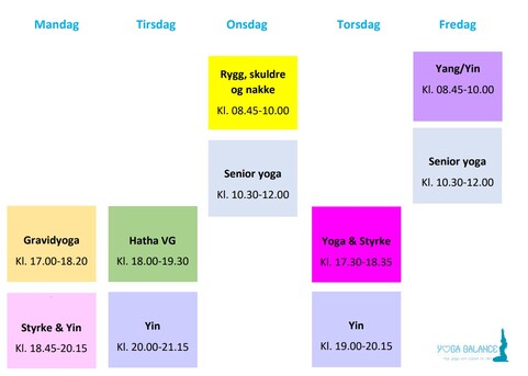 Timeplan/kurs | Yoga Balance - yoga for alle i Drammen uansett om du er ung, gammel, trent eller ...